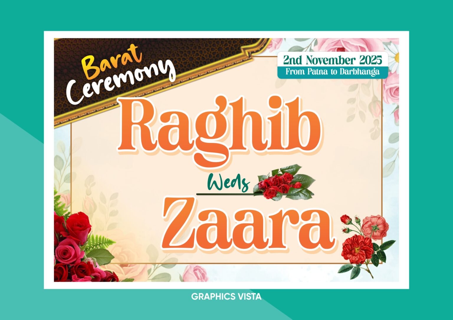 Muslim Wedding Barat Car Poster Template CDR - Graphics Vista