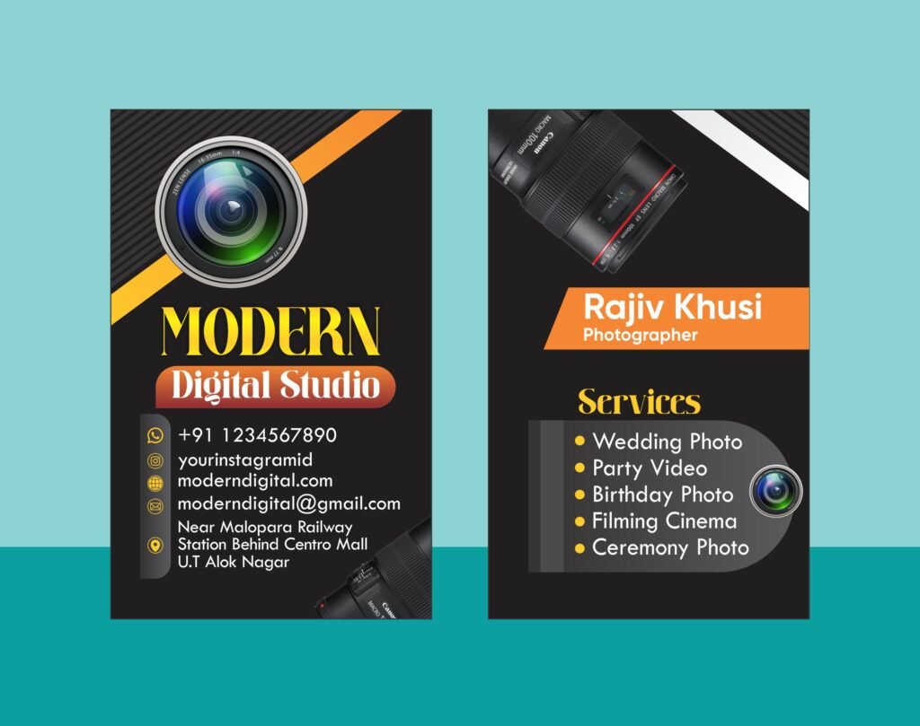 Professional Studio Photography Business Card Design CDR - Graphics Vista