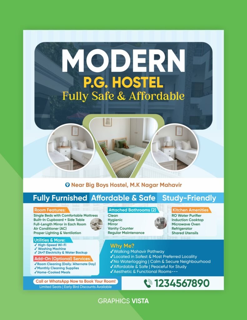 Rental Hostel PG Template Banner PSD CDR File - Graphics Vista